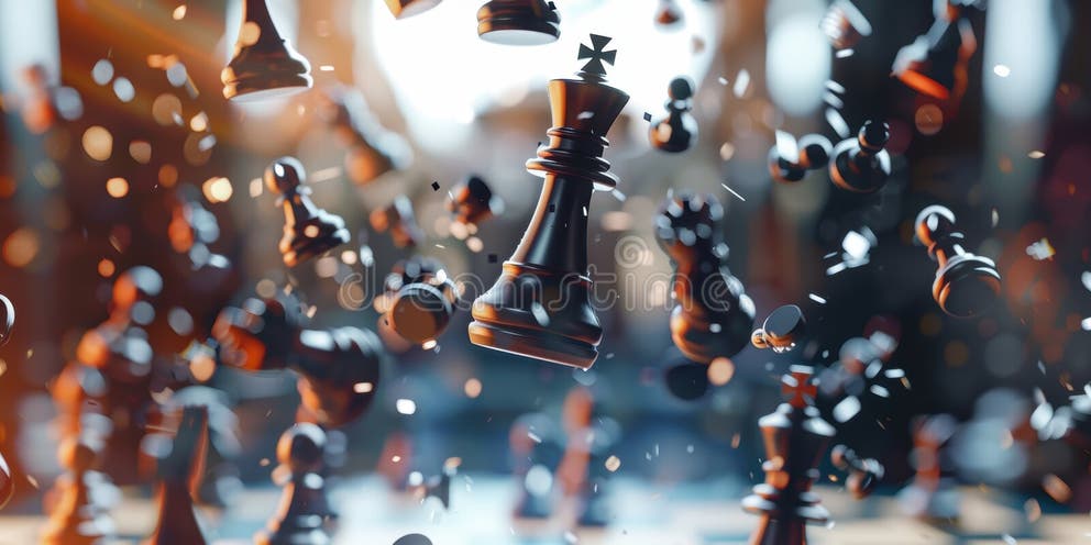 Chess Pieces Falling in Motion. Created by Generative Artificial ...