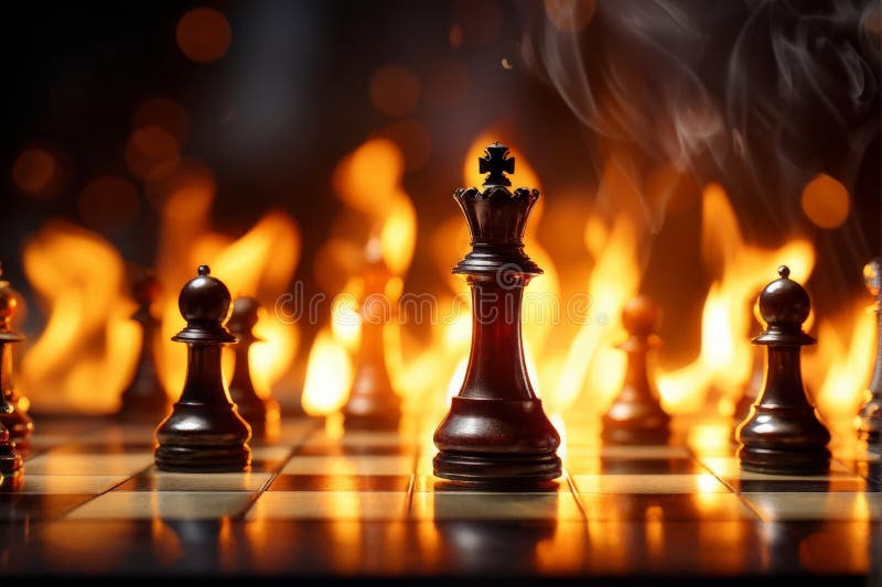Chess pieces in fire stock illustration. Illustration of concept ...