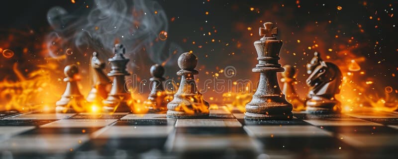 Chess Pieces on Fire Symbolizing Strategic Planning and Risk Mitigation ...