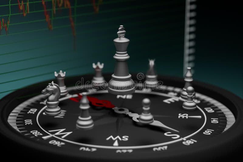The Chess Pieces Float Above the Compass and Have a Stock Graph in the ...