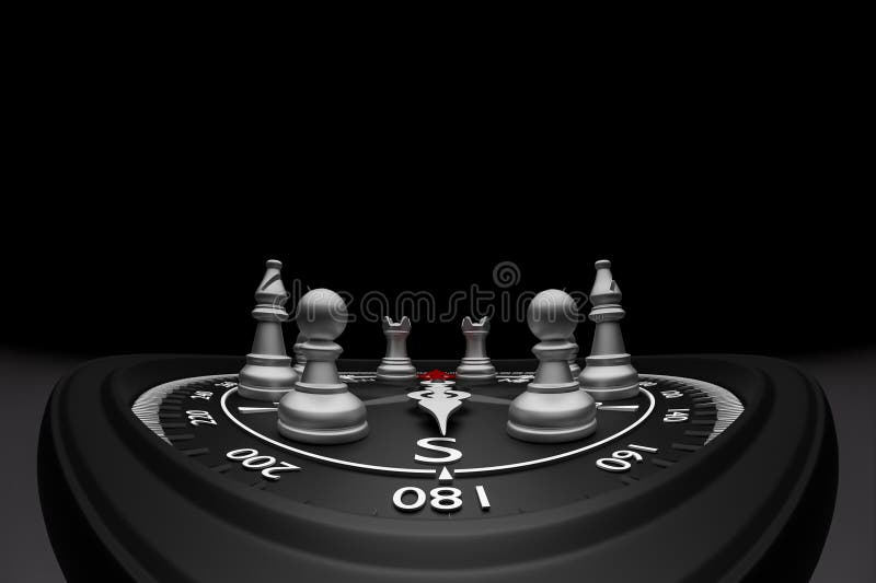 The Chess Pieces Float Above the Compass and Representing an ...