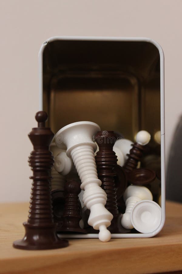 Chess Pieces in Front of a Metal Container Stock Image - Image of glass ...