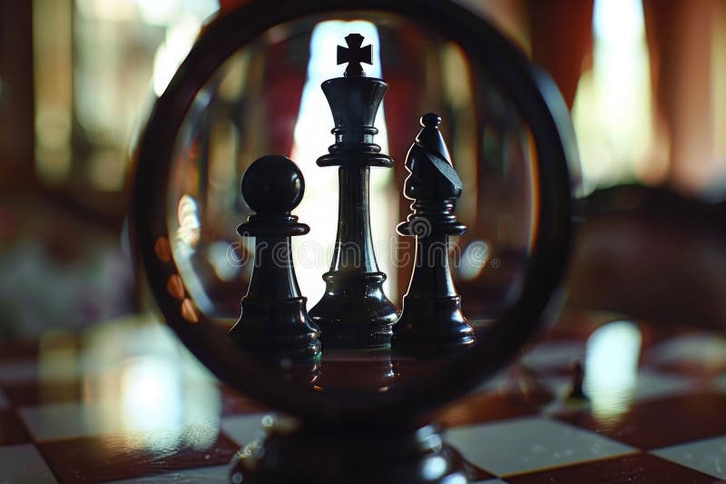 Chess Pieces in Front of a Mirror, Ideal for Strategy Concepts Stock ...
