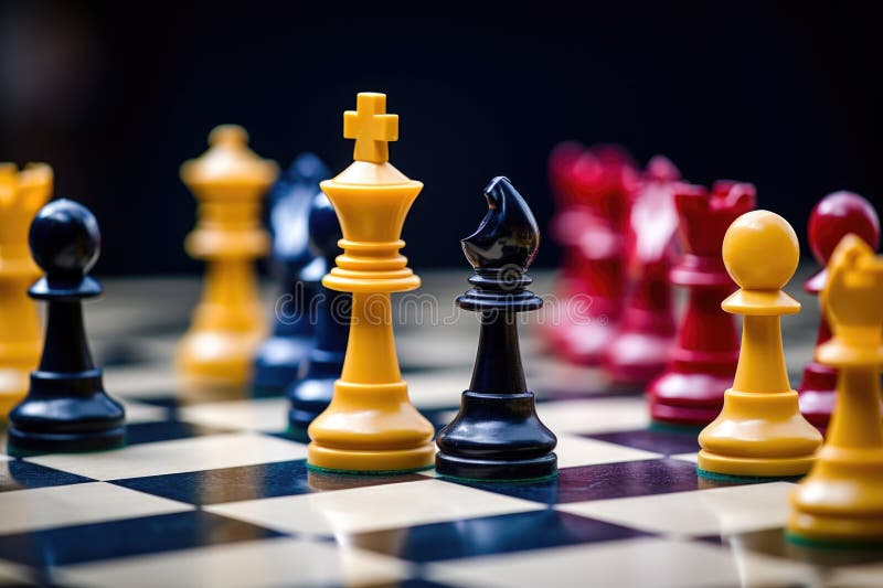 Chess Pieces on a Game Board, Mid Game Stock Image - Image of hobbies ...