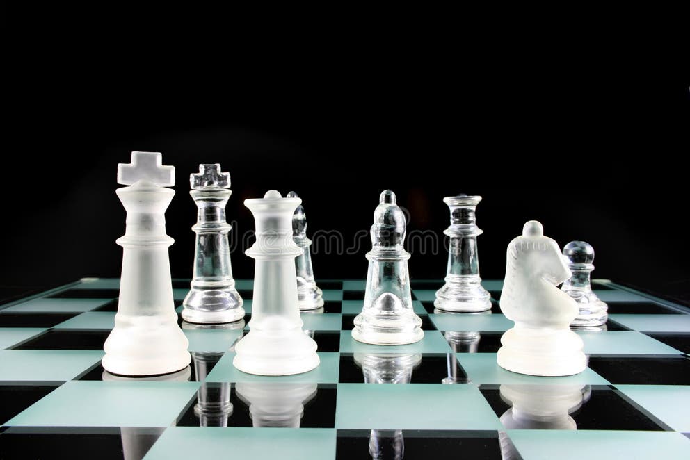 Chess Pieces on a Glass Board Stock Photo - Image of chessmen, piece ...