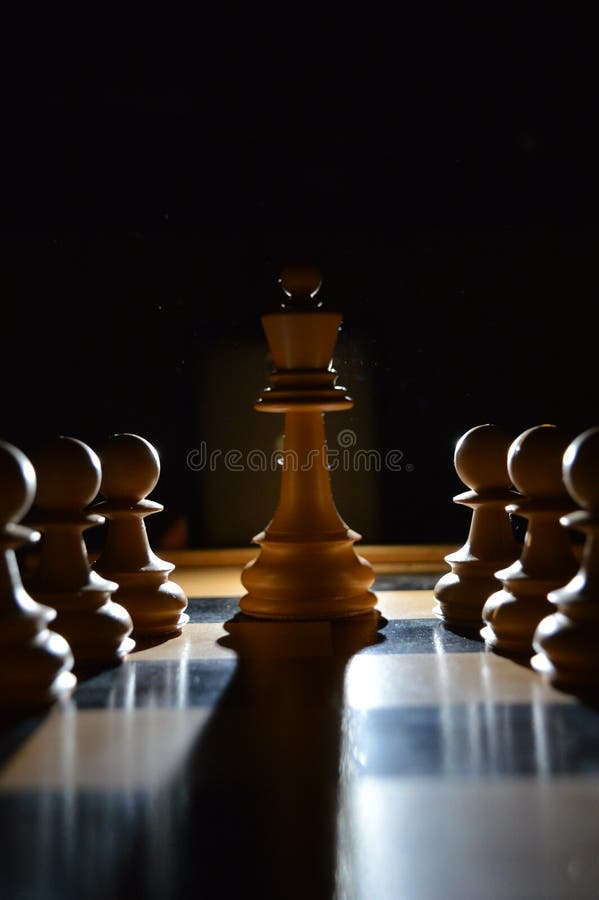Chess Pieces Illuminated in the Dark Stock Photo - Image of light ...