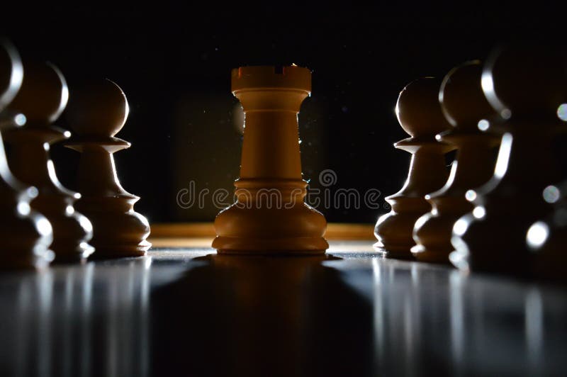 Chess Pieces Illuminated in the Dark Stock Photo - Image of light ...