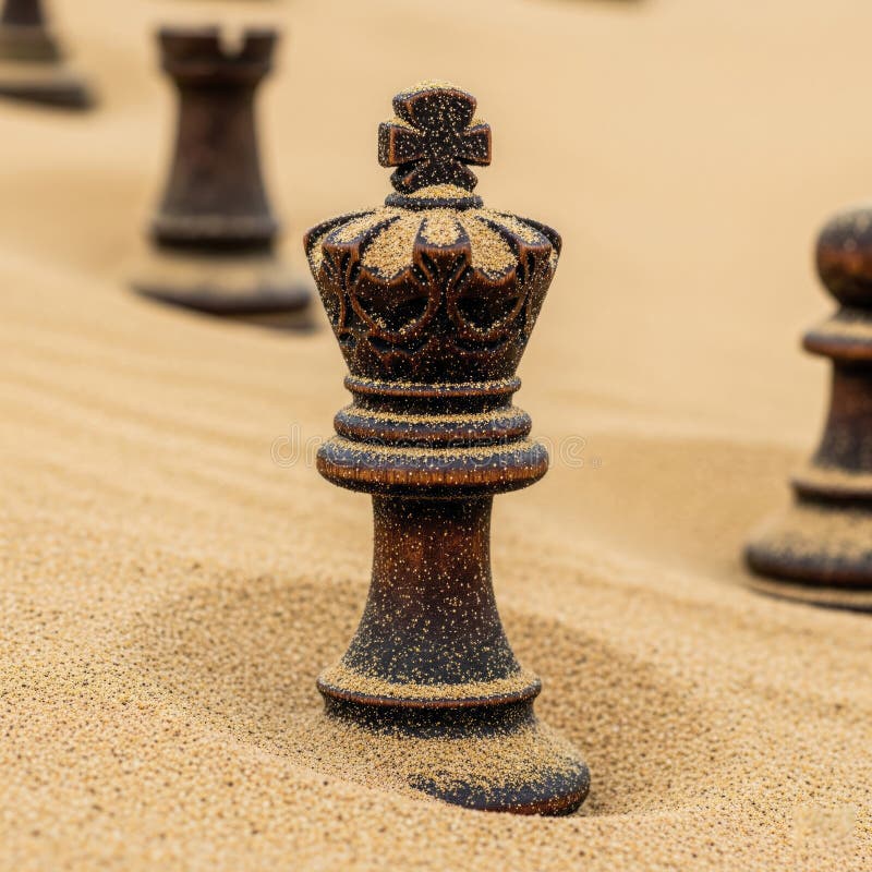 Chess Pieces are Immersed in the Desert Sand. Stock Photo - Image of ...