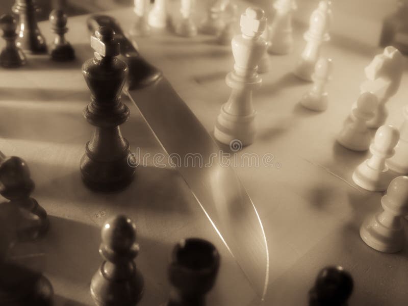 Chess pieces and knife stock image. Image of knife, horse - 178380679