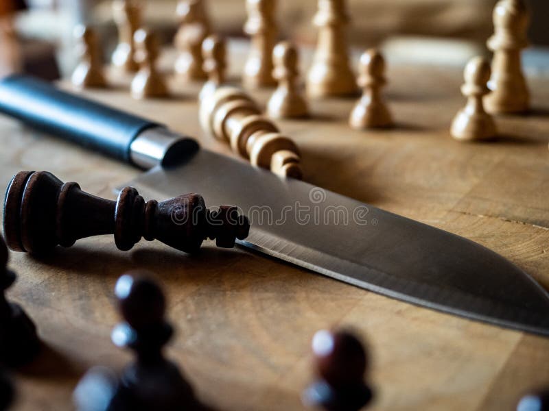 Chess pieces and knife stock image. Image of strategy - 178380609