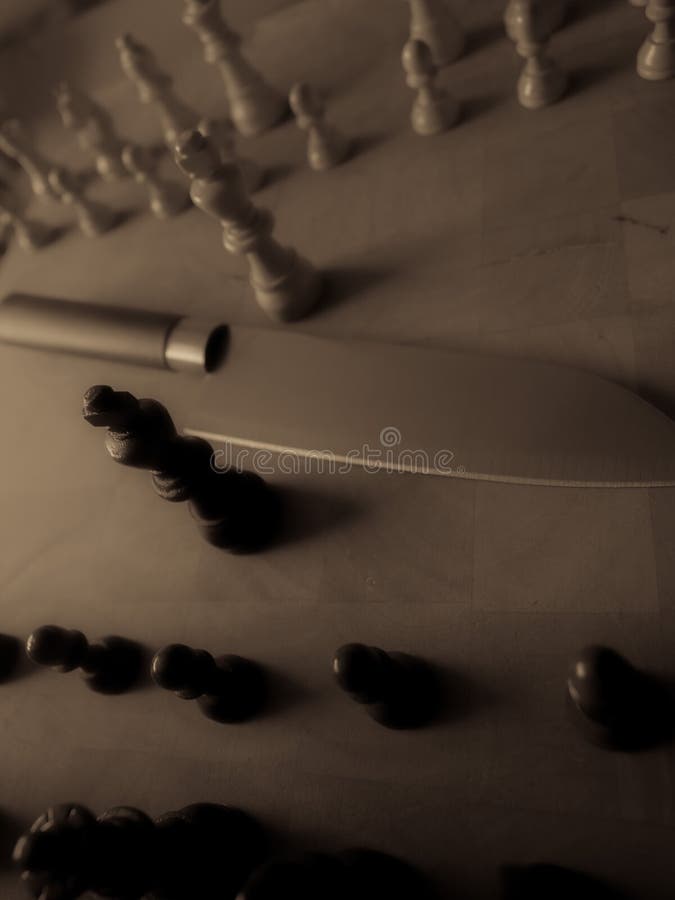 Chess pieces and knife stock image. Image of horse, king - 178380663