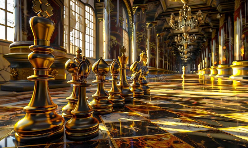 Chess Pieces in a Large Hall Stock Photo - Image of church, chessboard ...