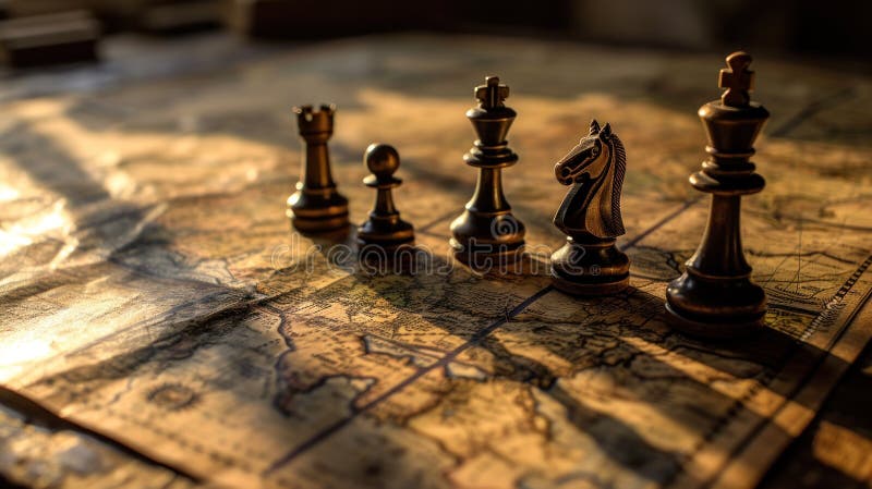 Chess Pieces on a Map: Strategy in Life Metaphor - AI Generated Stock ...