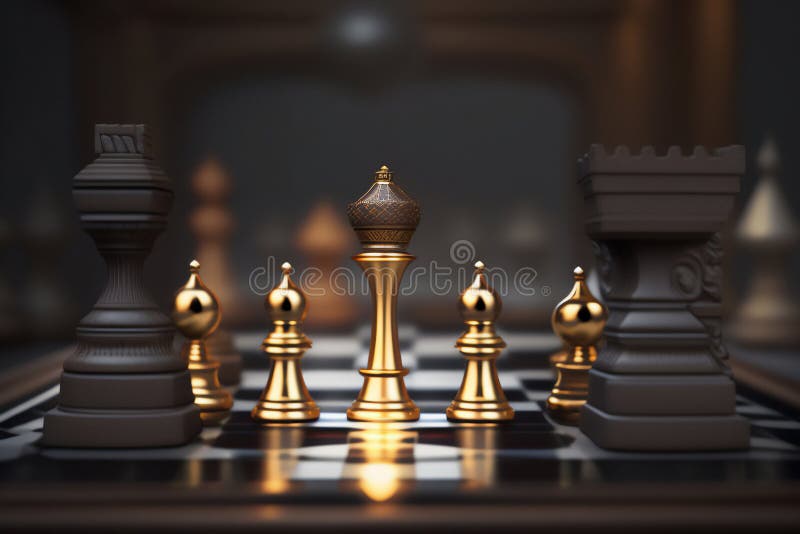 Chess Pieces on the Reflective Board in a Dark and Neutral Environment ...