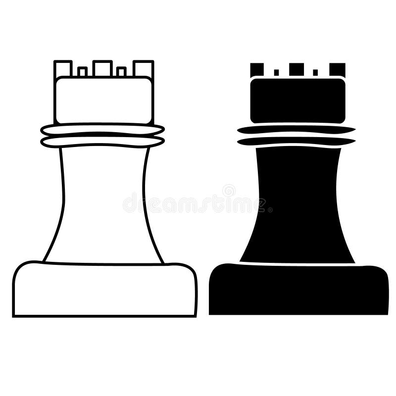 Chess Pieces - Rook, Castle. Black and White Stock Vector ...