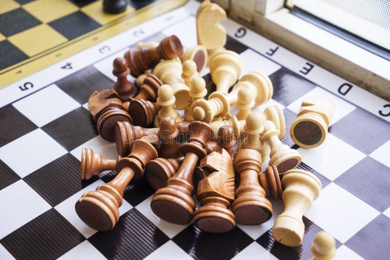 Scattered chess pieces stock image. Image of chess, defeat - 121845929