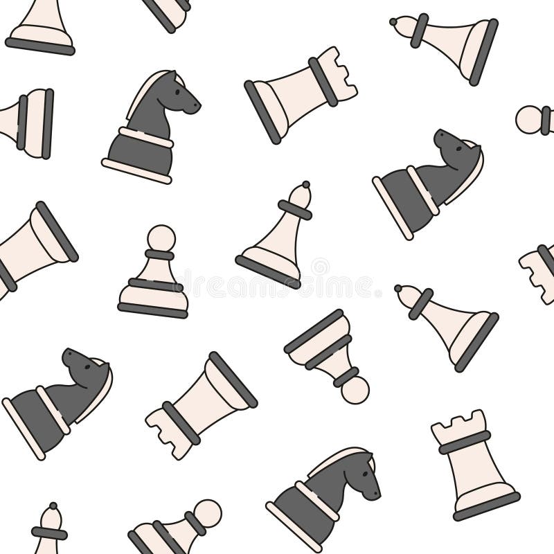 Chess Pieces. Seamless Pattern Stock Vector - Illustration of drawing ...