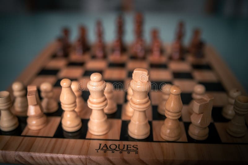 Chess Pieces on a Set Up Chess Board Editorial Stock Photo - Image of ...