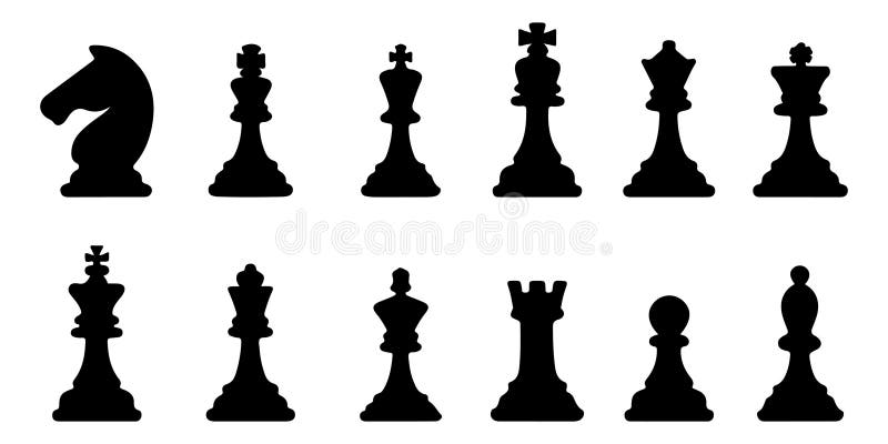 Chess Pieces Silhouette Icon Set Vector Stock Illustration ...