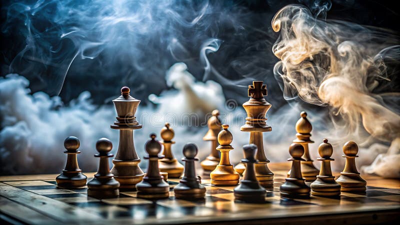 Chess Pieces with Smoke Effect Stock Illustration - Illustration of ...