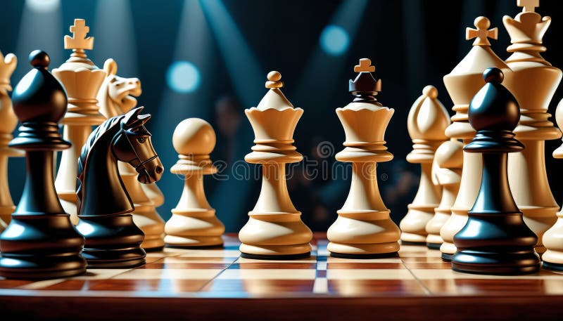 Chess Pieces with Spotlight Stock Photo - Image of strategicplay ...