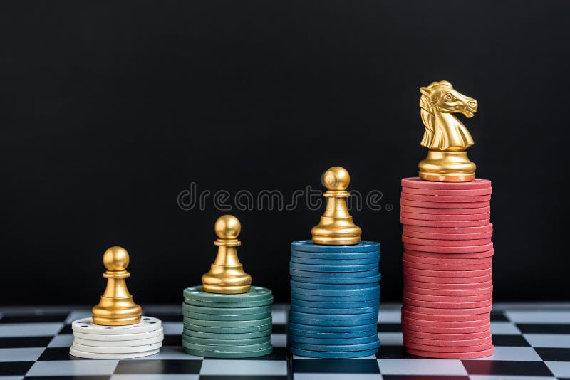 Chess Pieces on Stack of Casino Chips Stock Photo - Image of leisure ...