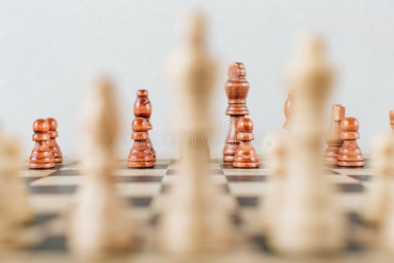 Chess Pieces Stand on a Chessboard Close Up Stock Image - Image of plan ...