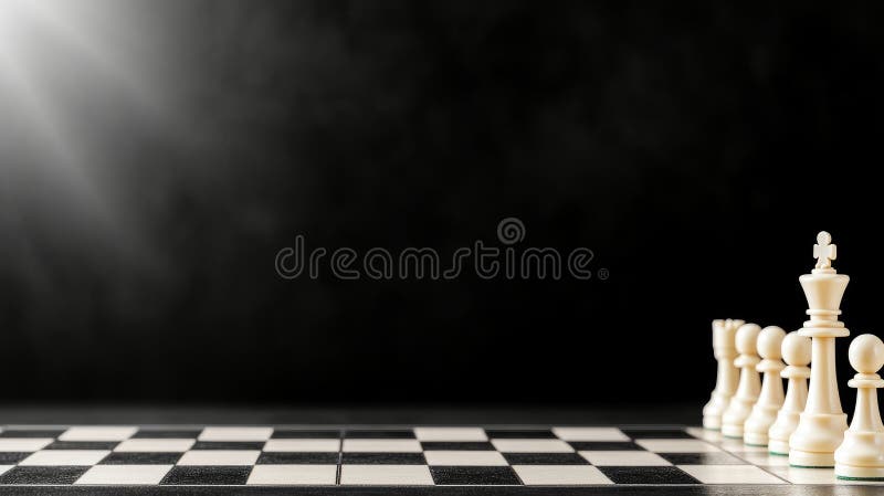 Chess Pieces Standing on a Chessboard with Dramatic Lighting, Embodying ...