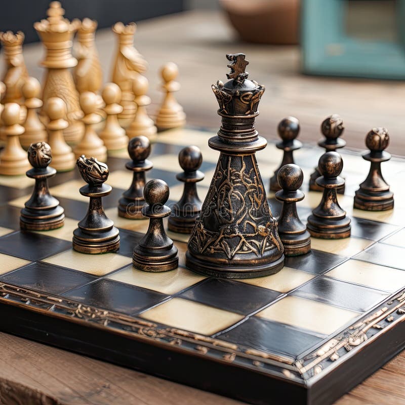 Chess Pieces Standing on a Chessboard. Strategy of Playing and Winning ...