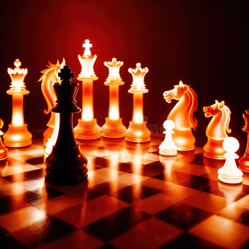 Chess Pieces, Strategy Tactics Game, Colorful Brightly Lit, Glowing ...