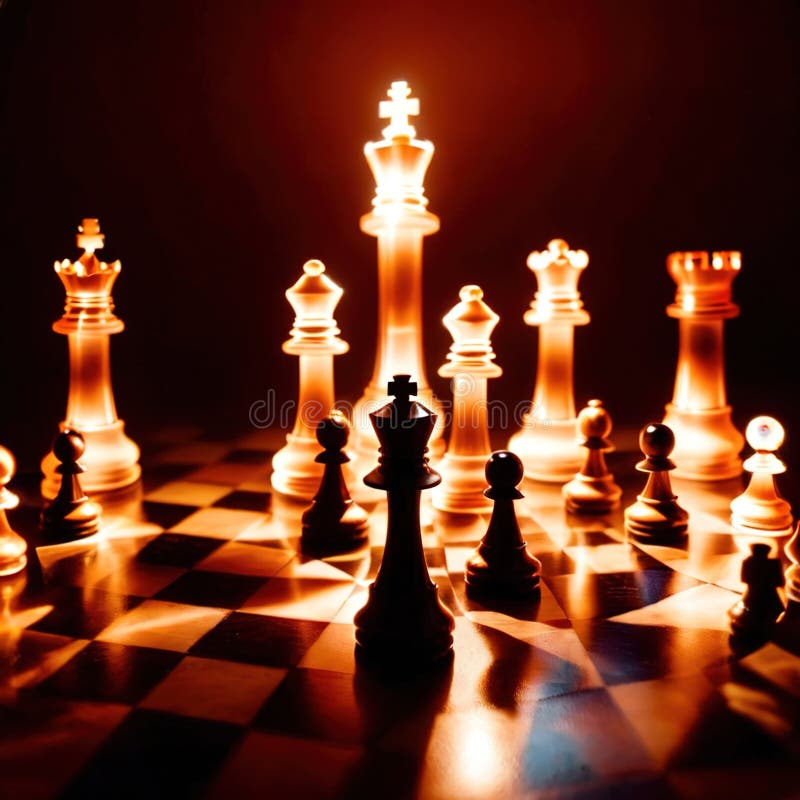 Chess Pieces, Strategy Tactics Game, Colorful Brightly Lit, Glowing ...