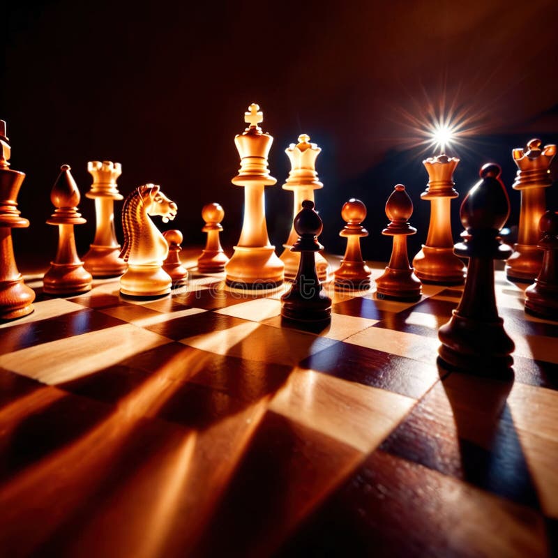 Chess Pieces, Strategy Tactics Game, Colorful Brightly Lit, Glowing ...