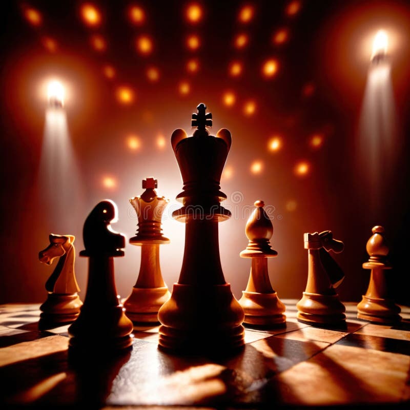 Chess Pieces, Strategy Tactics Game, Colorful Brightly Lit, Glowing ...