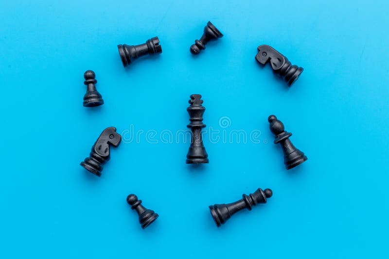Chess Pieces on Table Top View. Chess Game As Winner Concept Stock ...