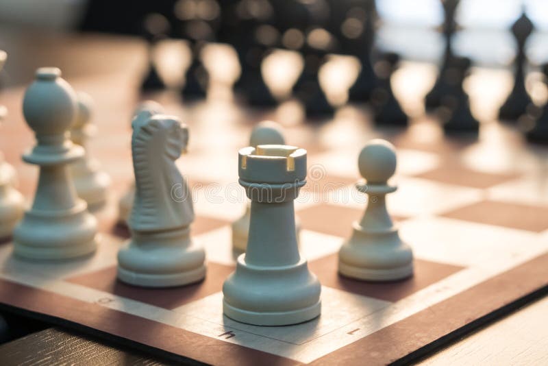 Chess Pieces on the Table before the Tournament Stock Photo - Image of ...