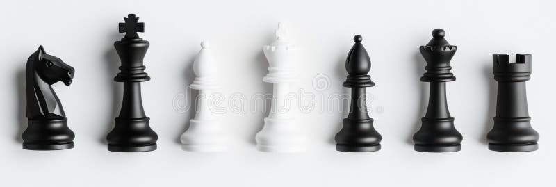 Chess Pieces Arranged in a Clean Top-down Layout, Showcasing Black and ...