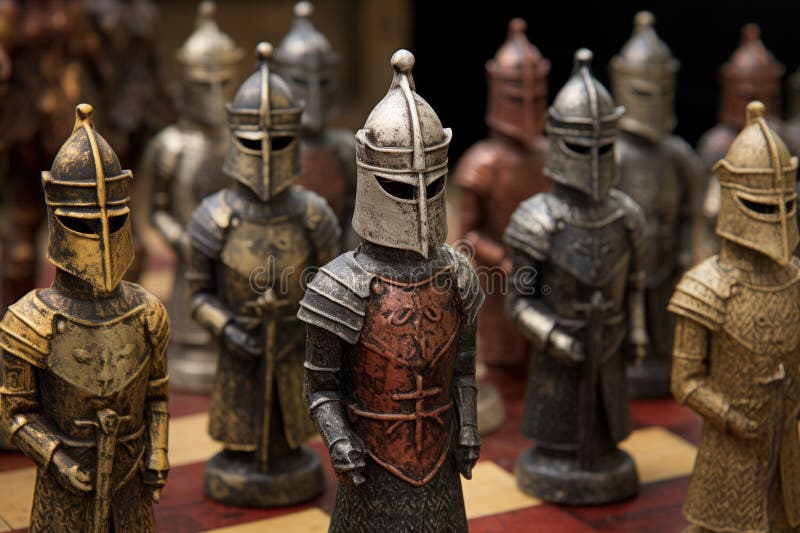 Chess Pieces Transforming into Real Medieval Knights on a Vintage Board ...