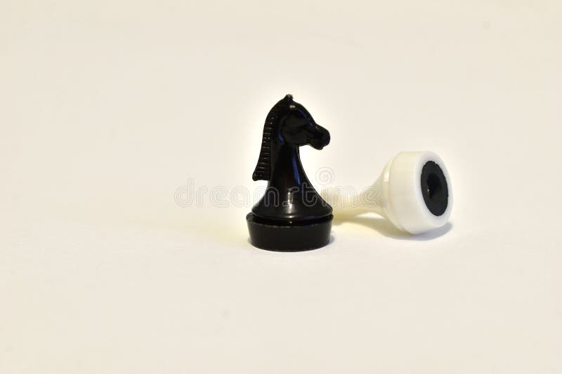Chess Pieces Two Knights, White and Black. Stock Photo - Image of game ...