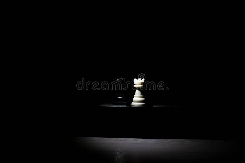 Chess Pieces Under the Light in the Dark Stock Photo - Image of chess ...