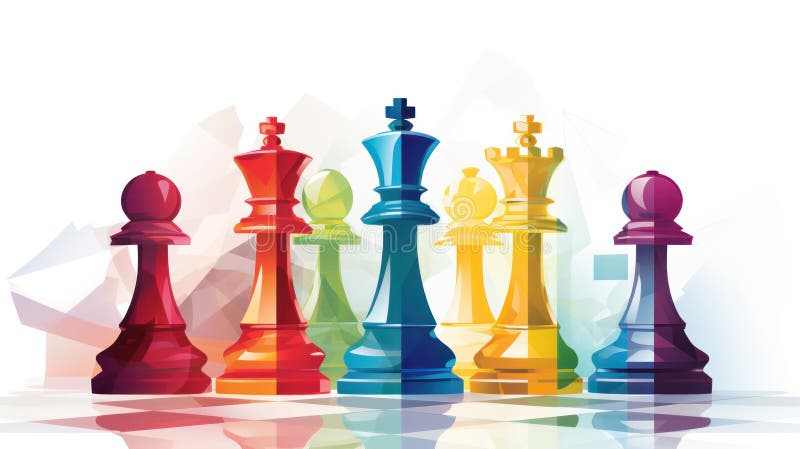 Chess Pieces Watercolor Drawing, Strategy Games and Challenge Concept ...