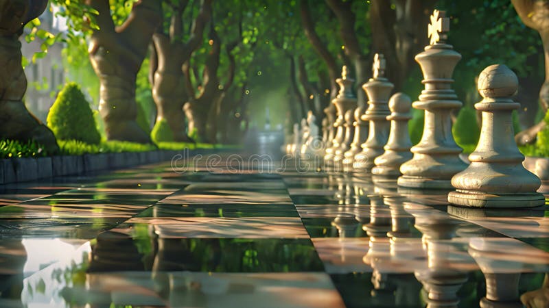 Chess Pieces on a Wet Path in a Tree-Lined Avenue Stock Footage - Video ...