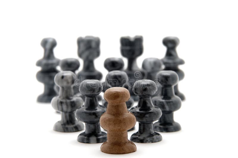 Chess Pieces, White Pawn Leading Black Pieces Stock Image - Image of ...
