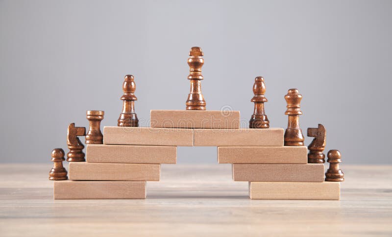 Chess Pieces on the Wooden Blocks Stock Image - Image of blocks ...
