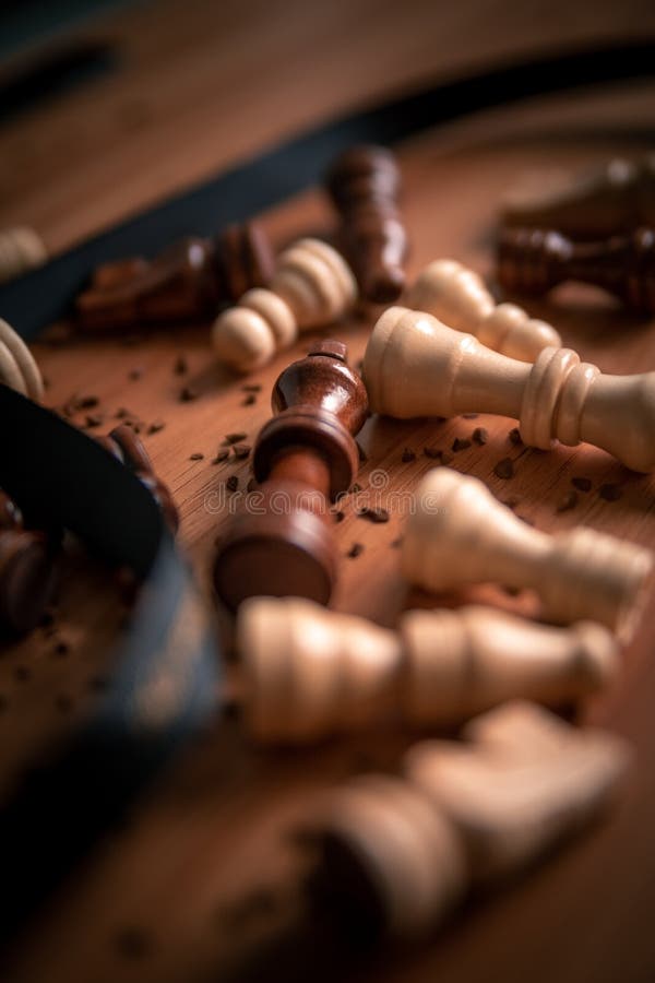 Chess Pieces on a Wooden Table Close Up Photo Stock Image - Image of ...