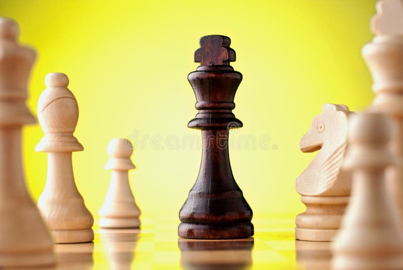 Chess Pieces on a Yellow Background Stock Photo - Image of pawn ...
