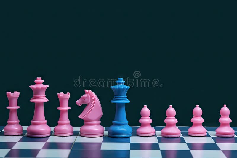 Chess Pink Queen Leaning Blue King Pieces Stock Image - Image of ...
