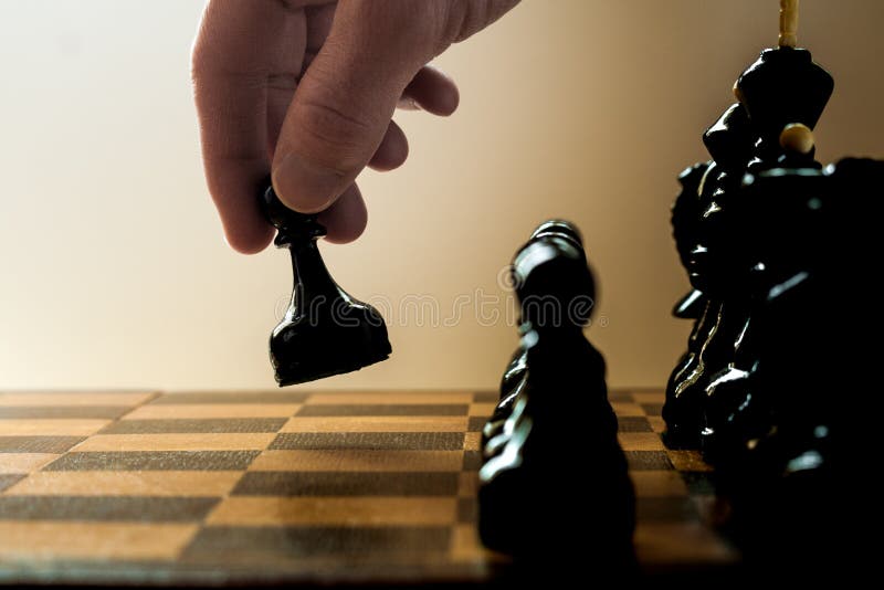 Chess Player Makes a Move the Black Pawn Forward Stock Image - Image of ...