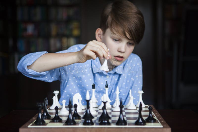 Chess player, smart boy. stock image. Image of portrait - 186870359