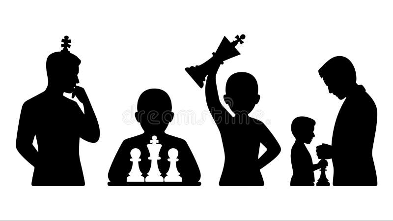 Chess Player Thinking Chess Pieces Winning King Trophy Teaching Child ...