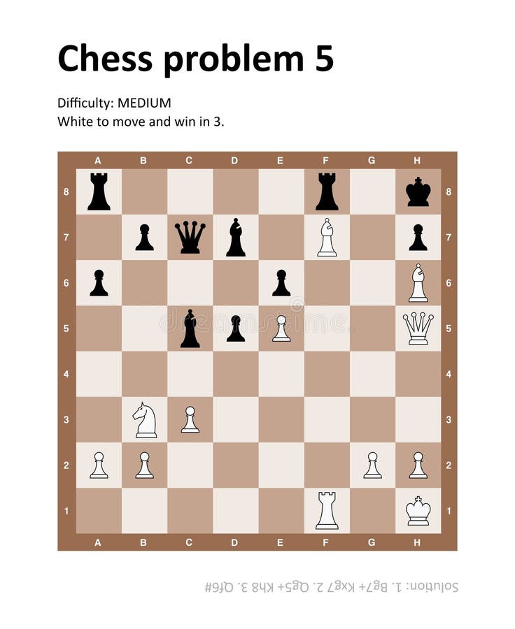 Chess Puzzle Illustration with Solution Stock Vector - Illustration of ...
